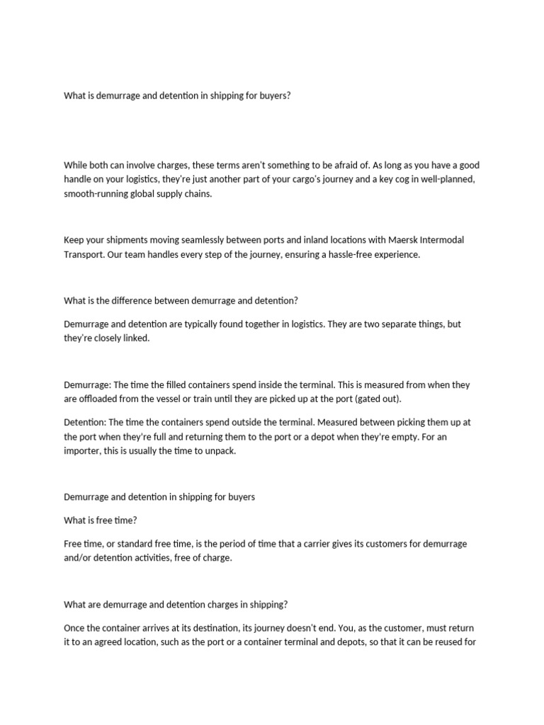 Demurrage and detention-WPS Office | PDF | Cargo | Freight Transport