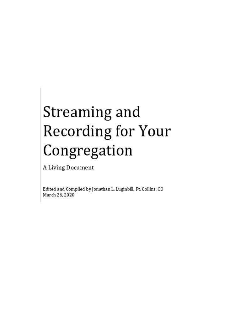Streaming & Recording Guide for Churches | PDF | Microphone | Sound ...