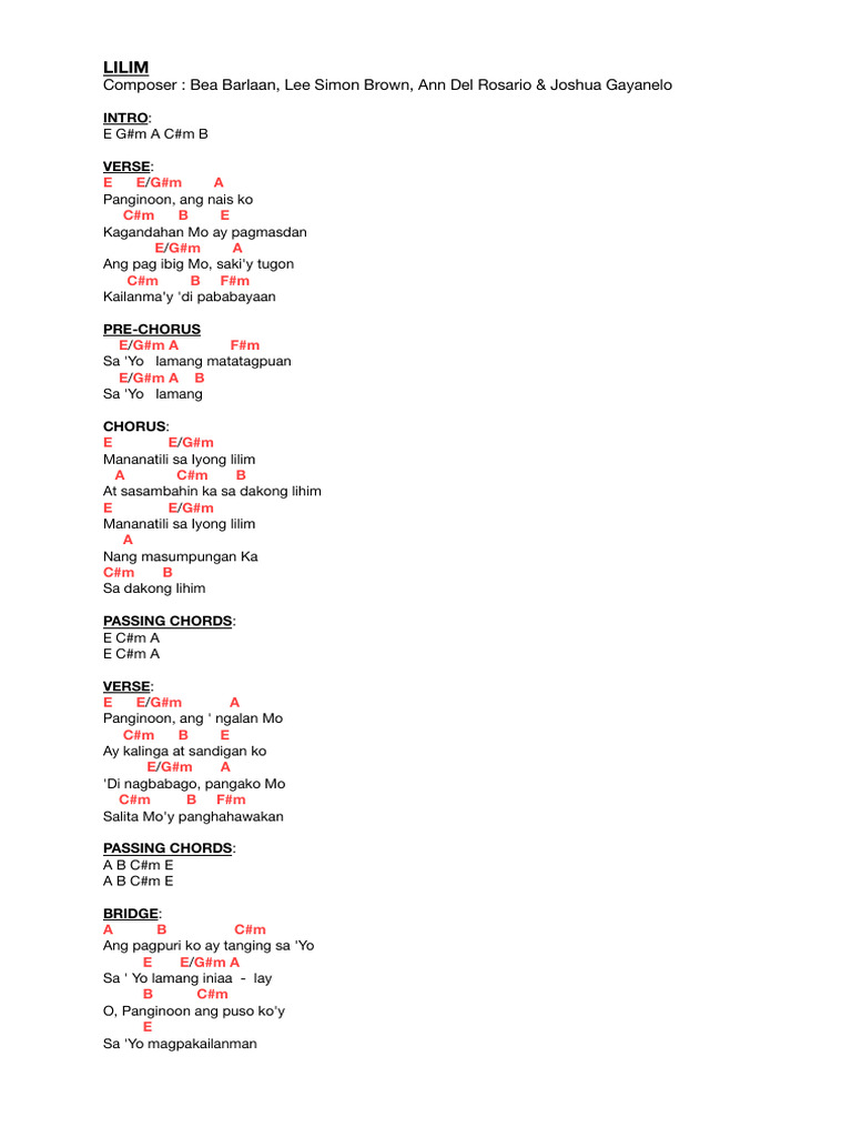 Lilim Chords | PDF
