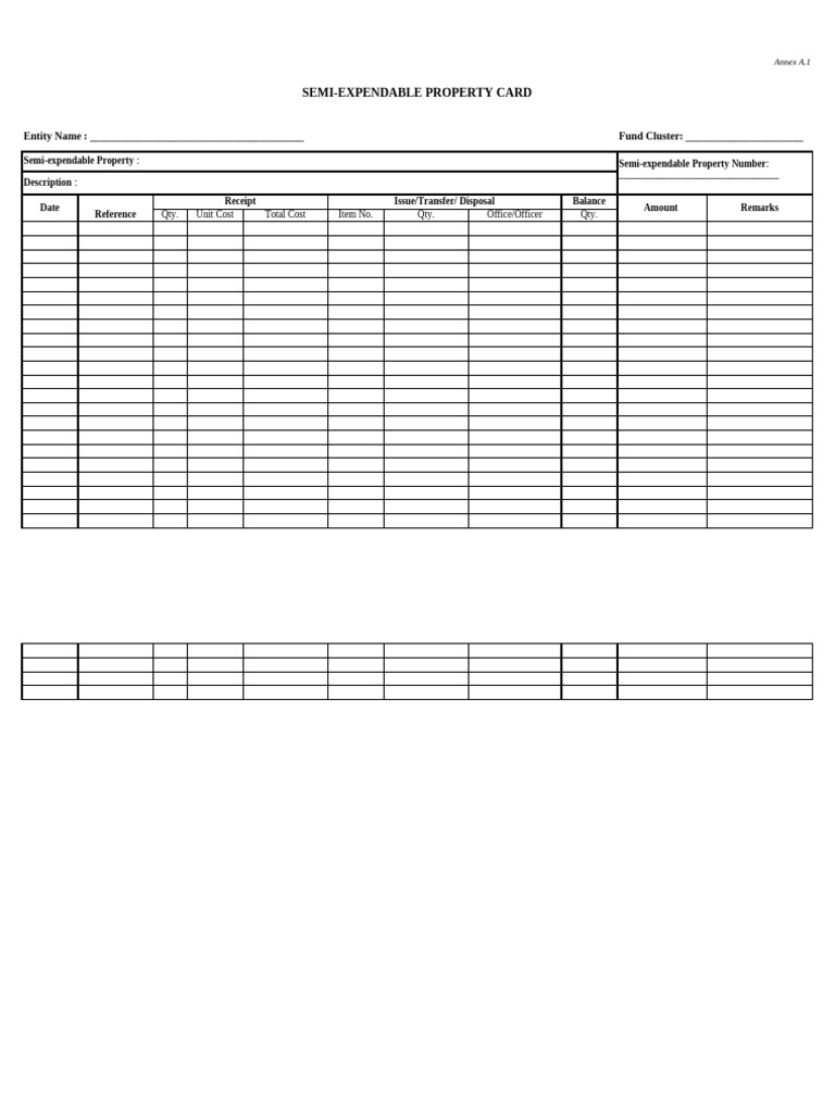 Property Form Annex A.1 Semi Expendable Property Card | PDF