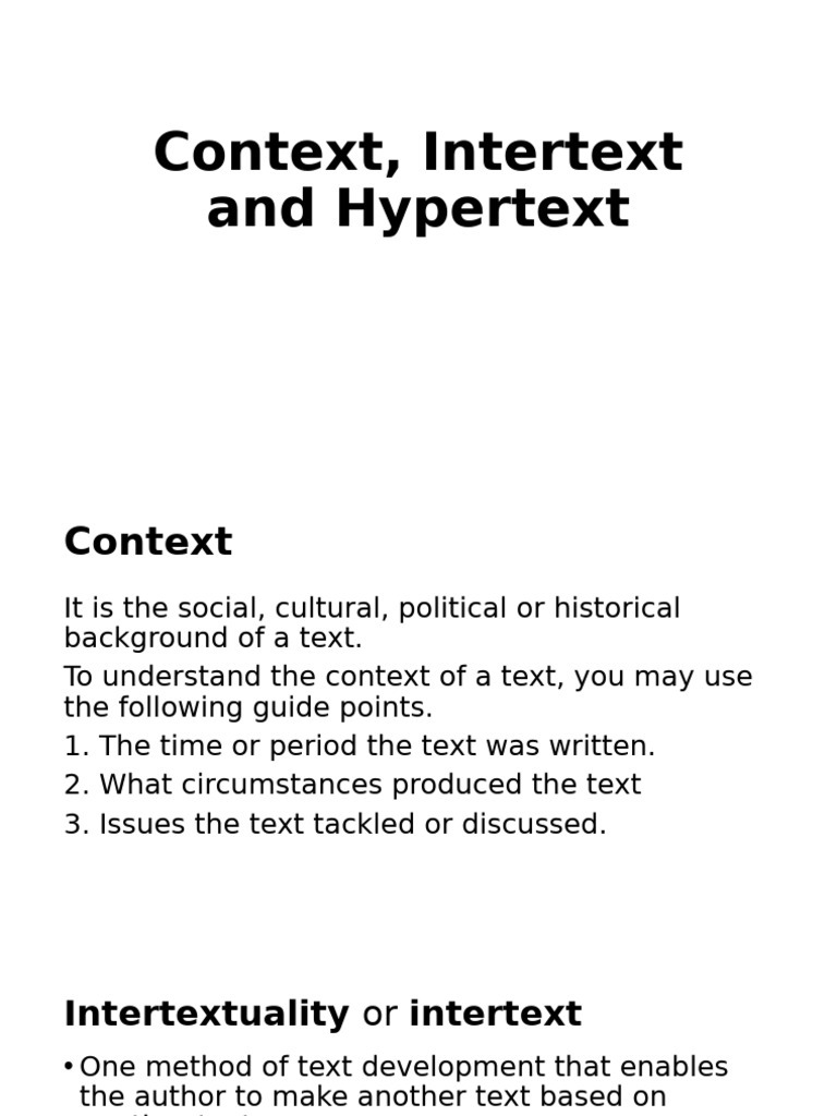 Context, Intertext and Hypertext | PDF