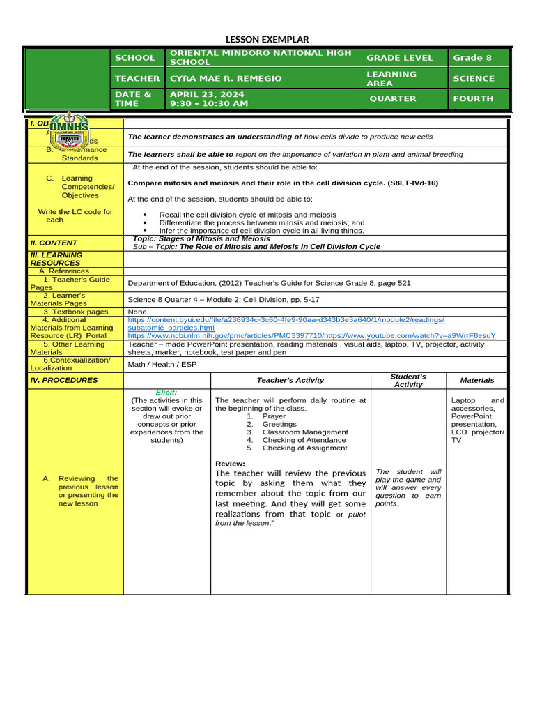 Co 1 Lesson Exemplar Subatomic Particles 1 | PDF | Atoms | Proton