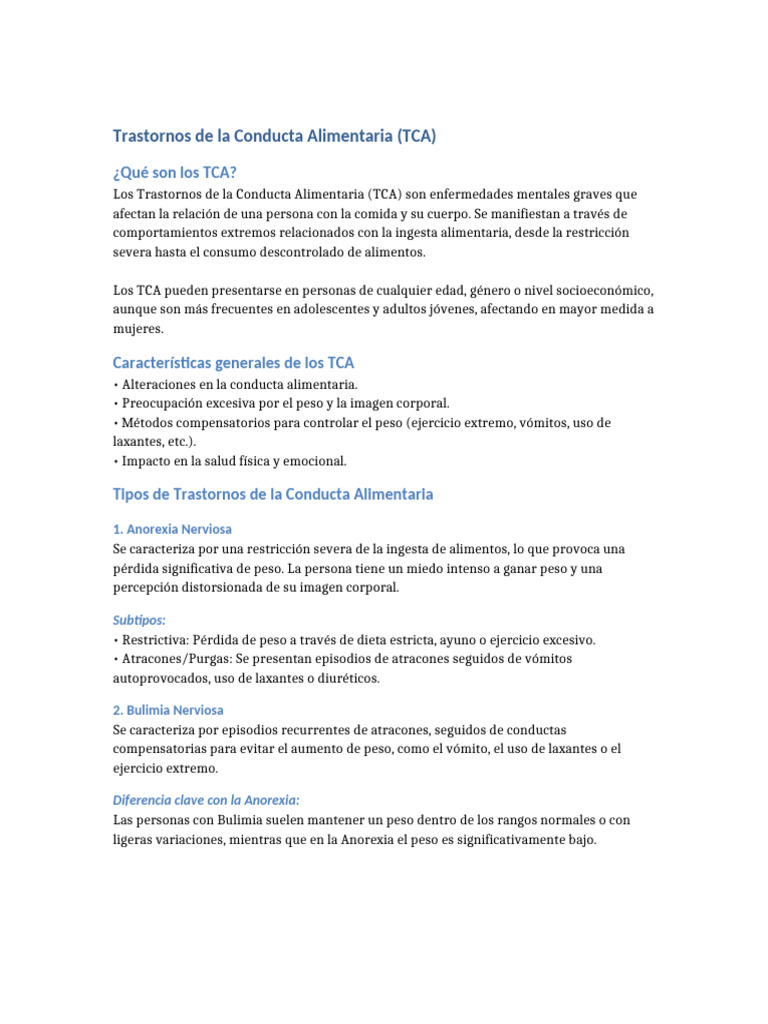 Guía sobre Trastornos de la Conducta Alimentaria | PDF | Desorden ...