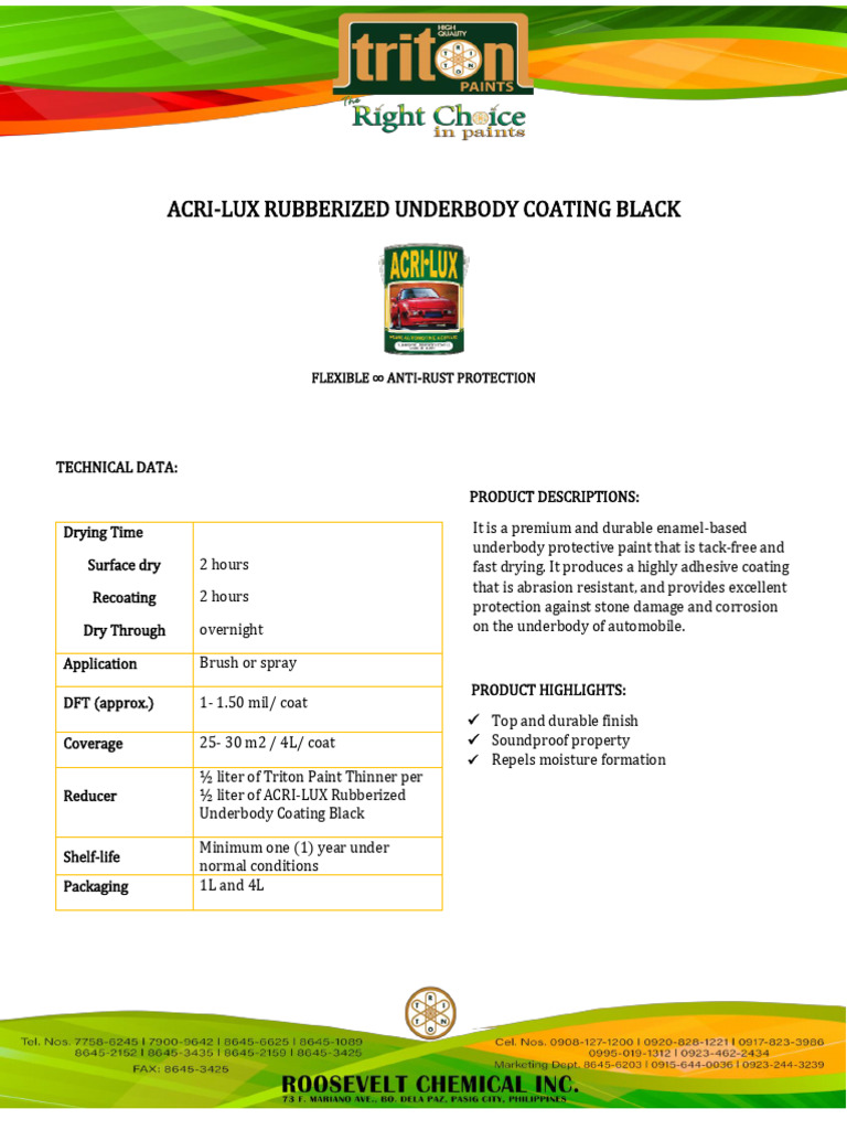 Acri-Lux Rubberized Underbody Coating Black | PDF