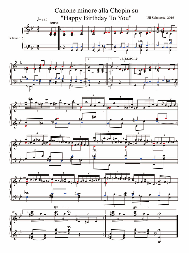 IMSLP542625-PMLP876616-Uli Schauerte Canone Minore Alla Chopin Su Happy Birthday To You | PDF