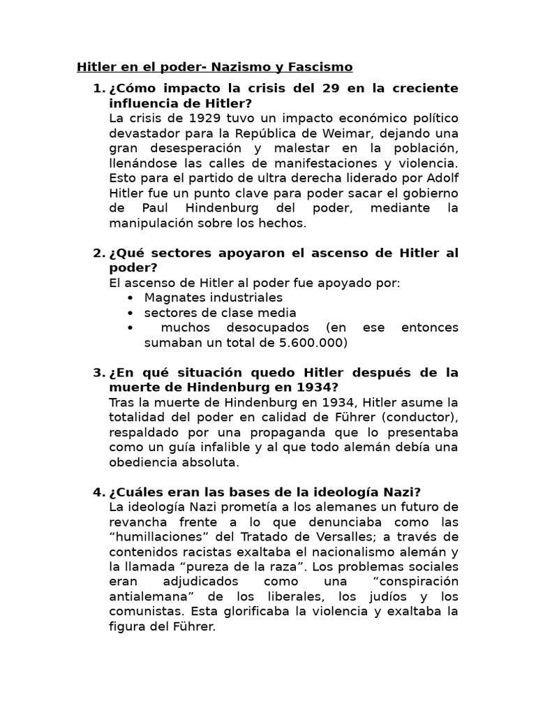 Ascenso del Nazismo en Alemania | PDF | nazismo | Adolf Hitler