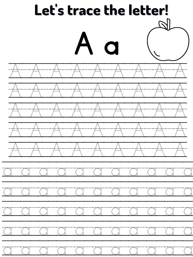 Royal Purple Minimalist Monogram Trace The Letter Worksheet | PDF