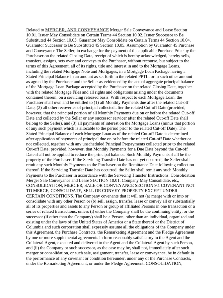 Merger and Conveyance Notes | PDF | Assignment (Law) | Conveyancing