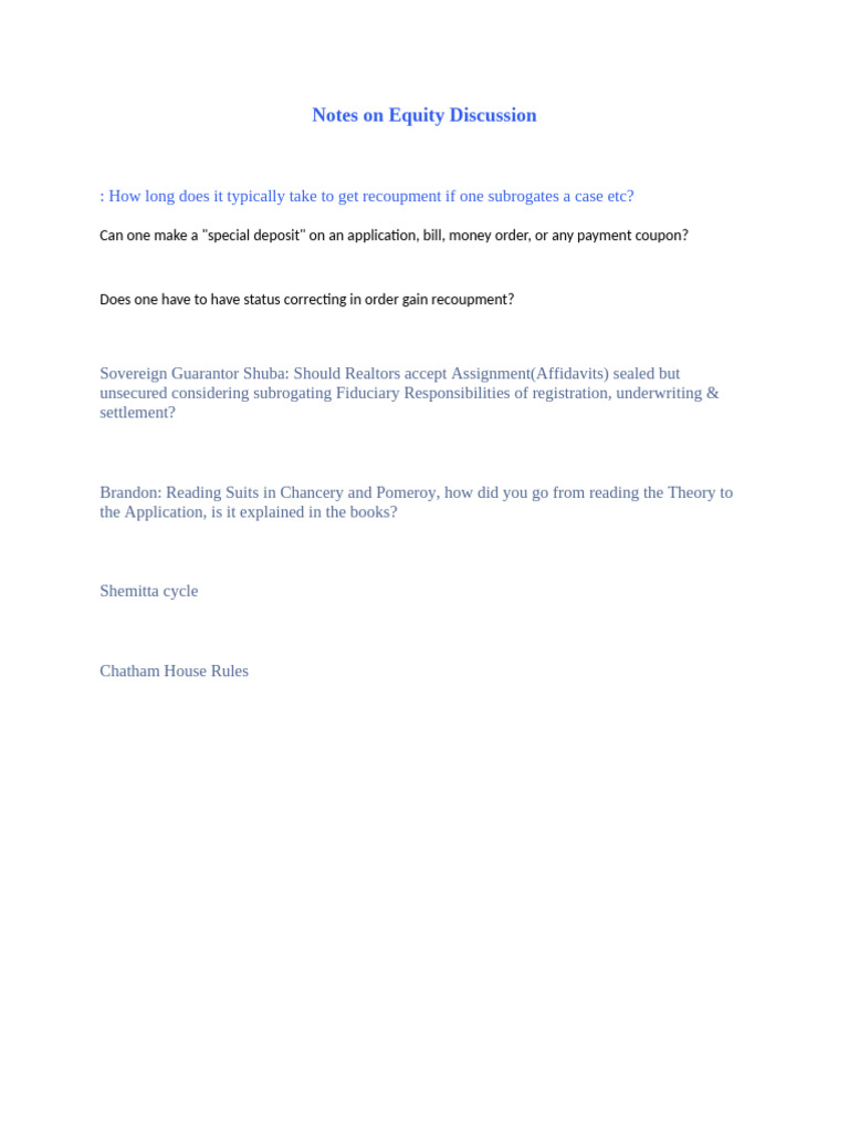 Notes On Equity Discussion | PDF