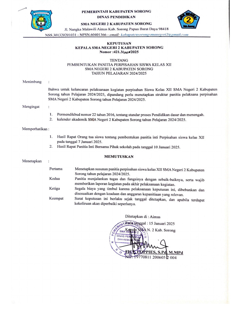 SK Panitia Perpisahan Siswa Kelas Xii | PDF