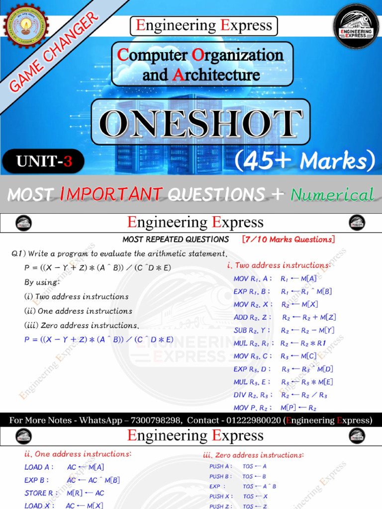 COA Unit-3 Important Questions by Engineering Express | PDF