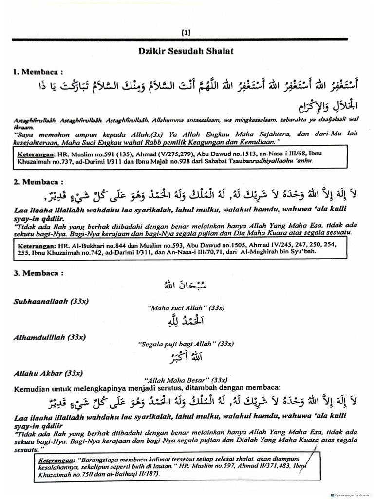 Dzikir Sesudah Sholat | PDF