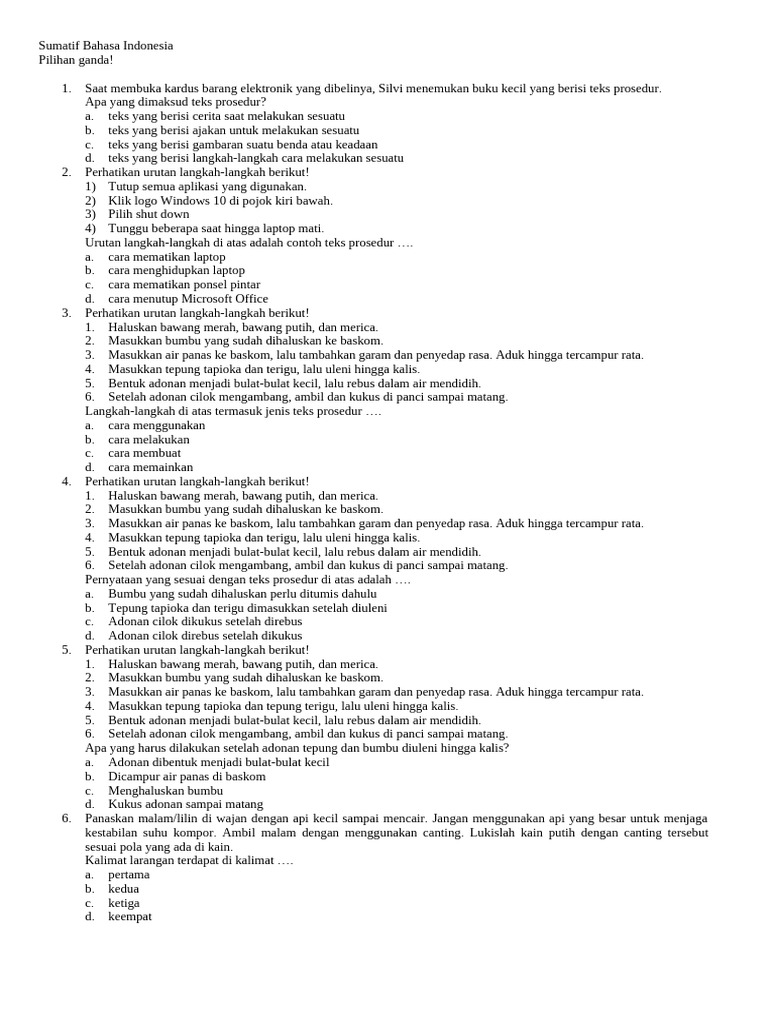 Sumatif Bahasa Indonesia | PDF