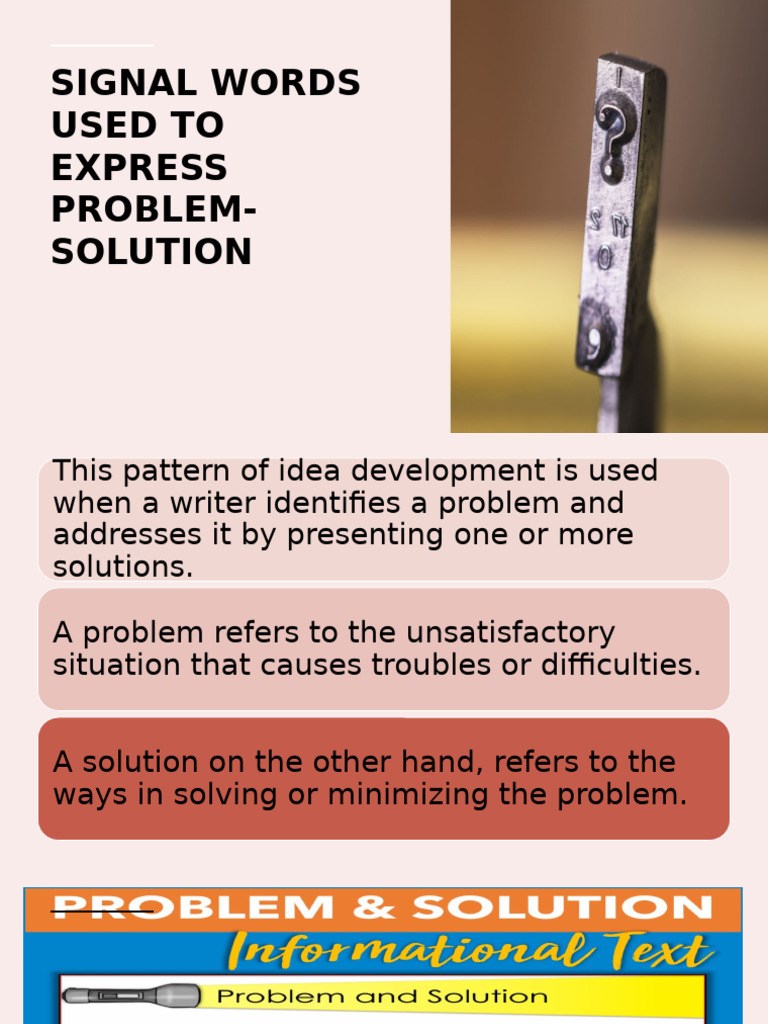 Signal Words Used To Express Problem-Solution | PDF | Cognition | Learning