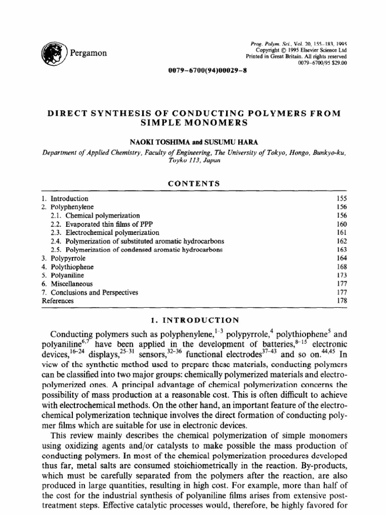 Direct Synthesis of Conducting Polymers From Simple Monomers | PDF ...