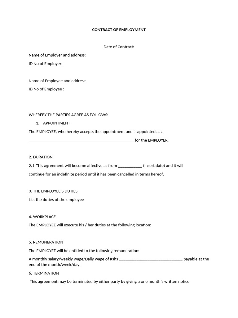 Employment Contract Template | PDF