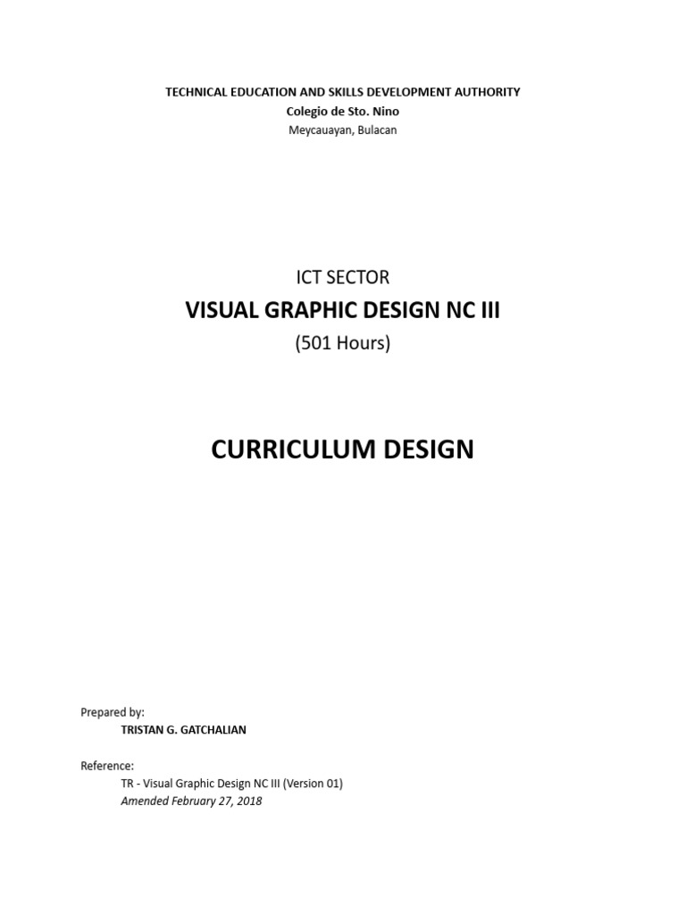 TESDA - VGD NCIII Curriculum Design | PDF | Page Layout | Typefaces