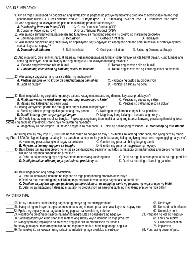 Lesson 3 Exam Implasyon | PDF