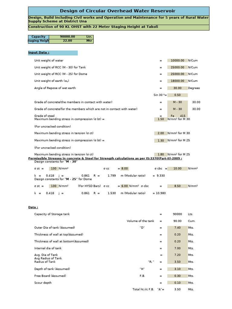 RCC Tank 90000 LTR | PDF | Beam (Structure) | Column