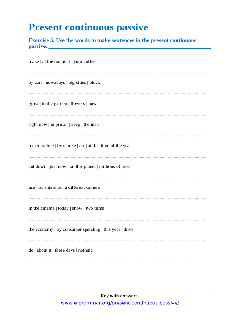 present-continuous-passive-exercise-3 (1) | PDF