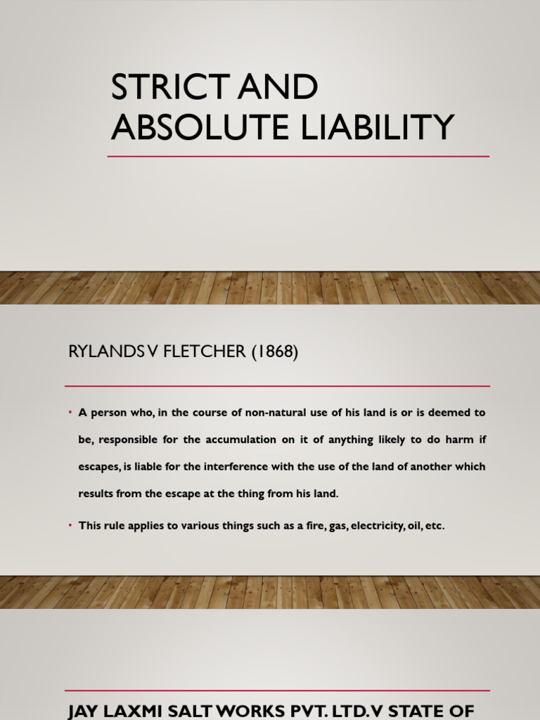 Strict and Absolute Liability | PDF | Legal Liability | Strict Liability