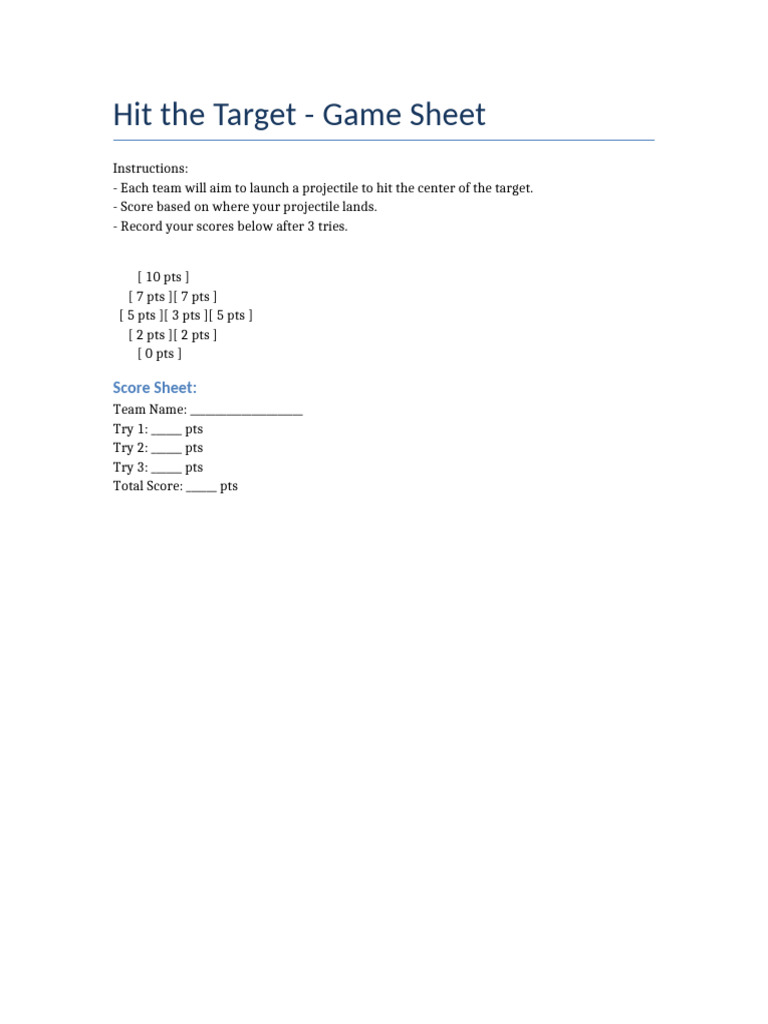 Projectile Motion Game Target | PDF