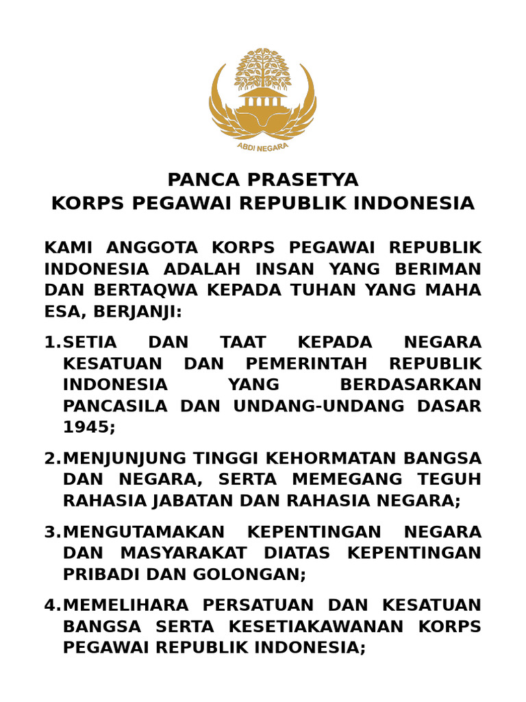 Panca Prasetya Korpri | PDF