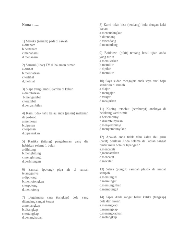 Bindo Kls 4 Awalan Me | PDF