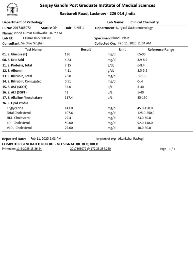 Investigation Result For Lab | PDF
