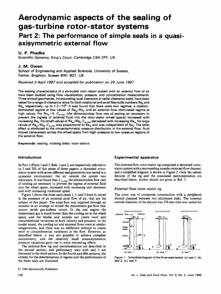 Aerodynamic Aspects of The Sealing of Gas-Turbine Rotor-Stator Systems ...