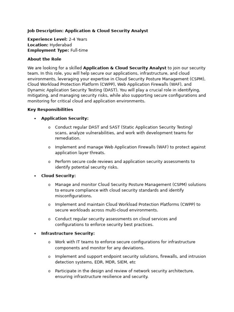 Application & Cloud Security Analyst | PDF | Computer Security | Security