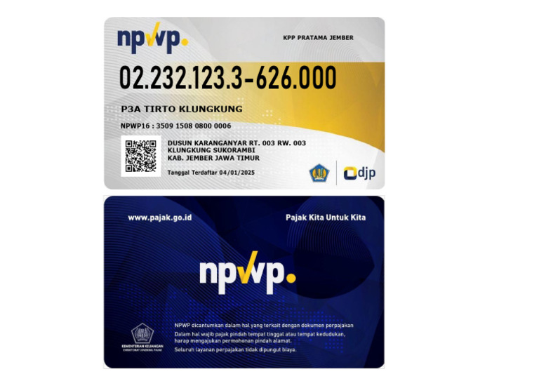 NPWP P3a Tirto Klungkung 2025 | PDF