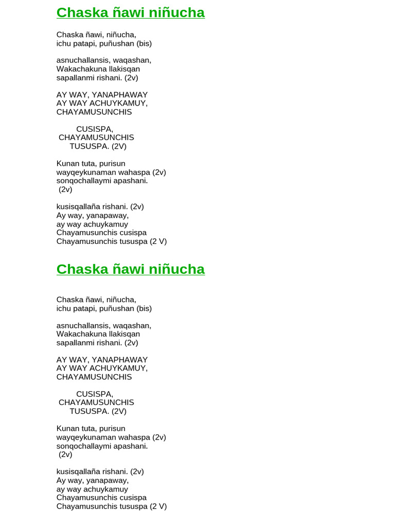 Chaska Ñawi Niñucha | PDF
