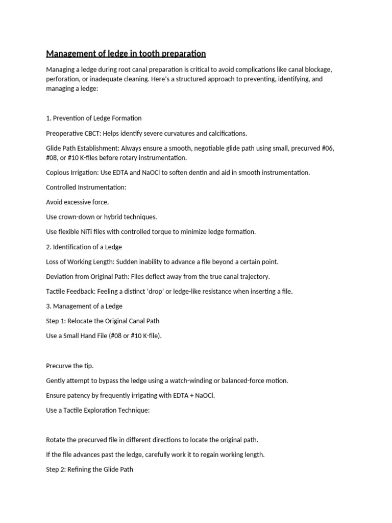 Management of Ledge in Tooth Preparation | PDF | Medical Specialties ...
