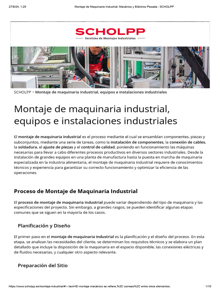 5_Montaje de Maquinaria Industrial_ Mecánico y Eléctrico Pesada - SCHOLPP | PDF | Neumático ...