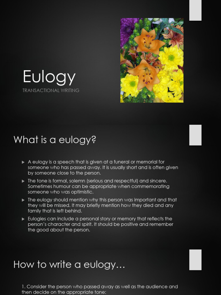 Writing a Eulogy: A Guide | PDF