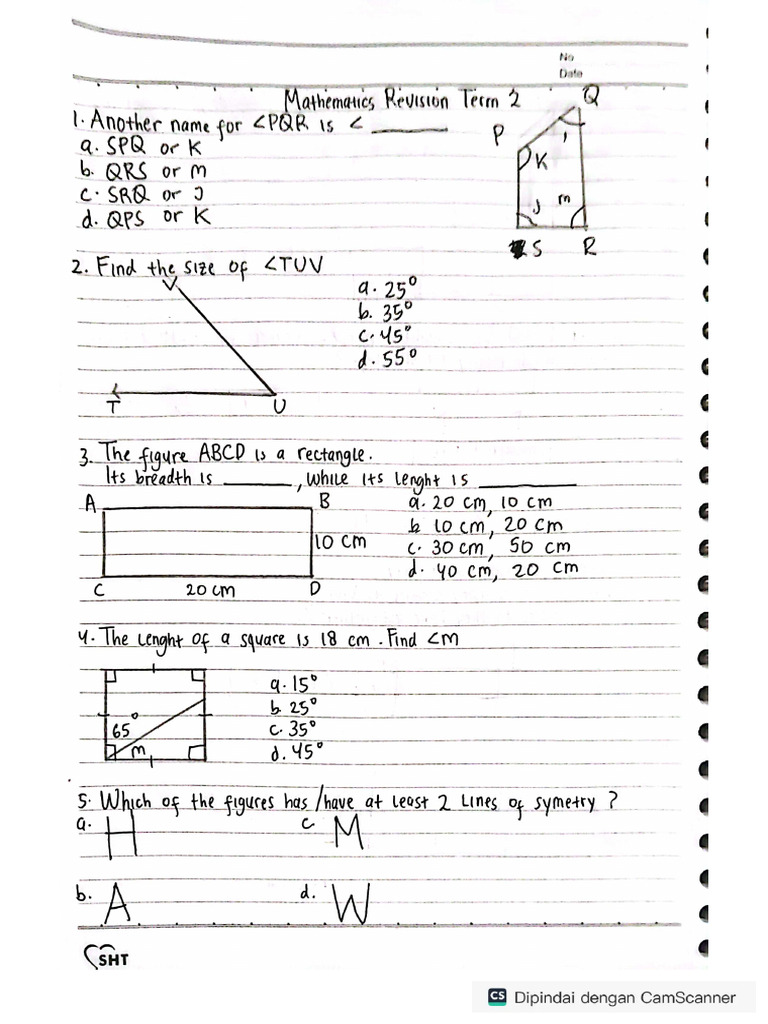 Mathematics Revision Term 2 P4 | PDF