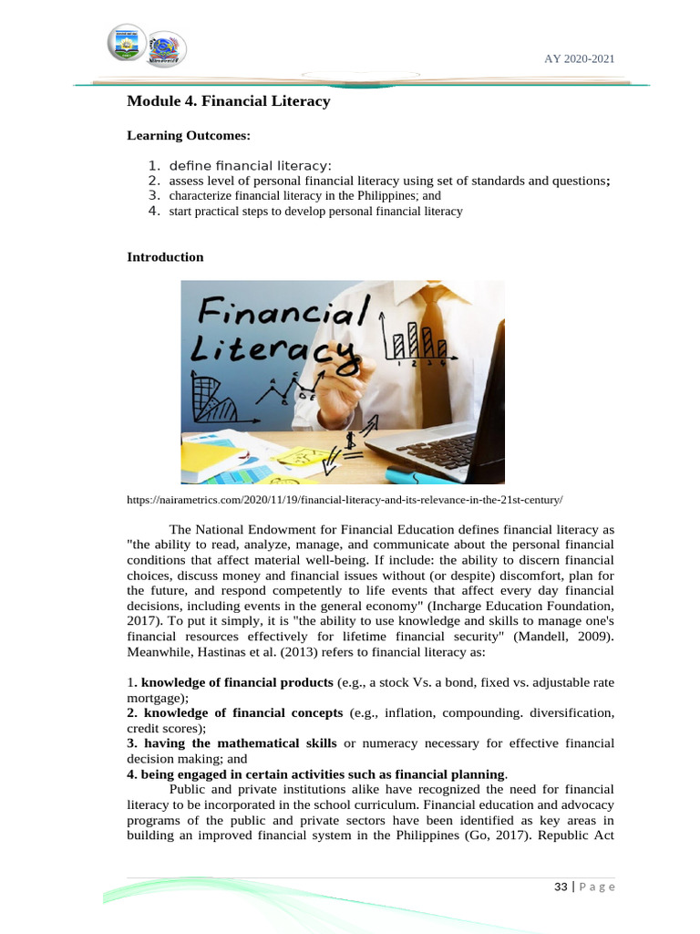 Module-4-Financial-Literacy | PDF | Financial Literacy | Interest