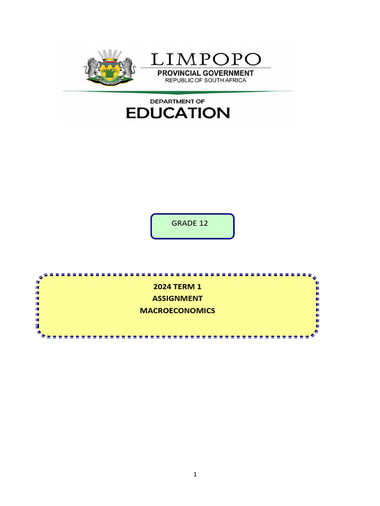 2024 Econ Grade 12 Assignment | PDF | Taxes | Gross Domestic Product