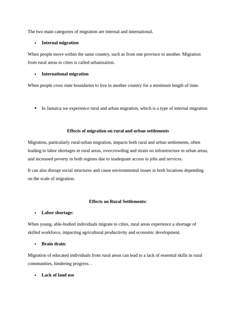 Categories of Migration Explained | PDF | Human Migration | Urbanization