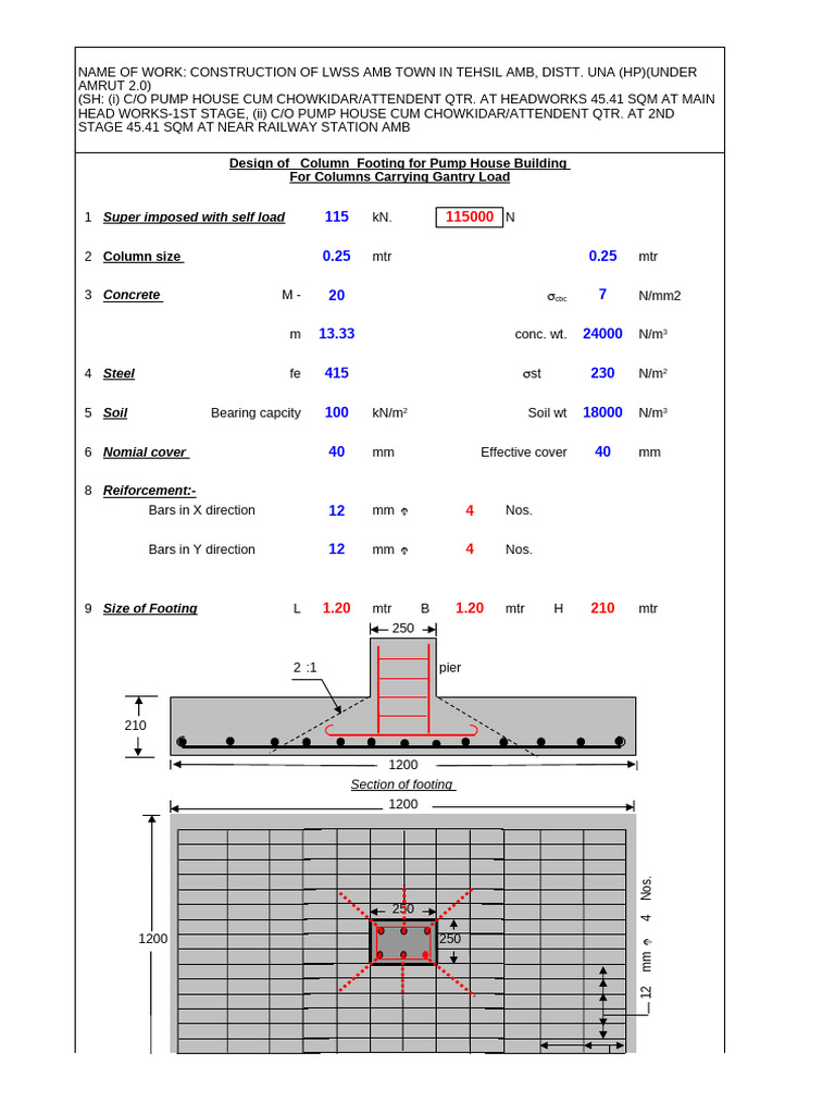 Column Footing For Type 1 | PDF | Classical Mechanics | Solid Mechanics