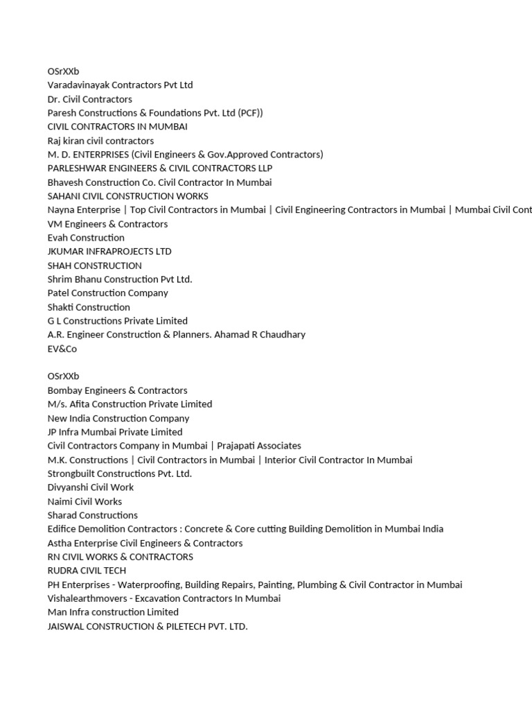 Top Civil Contractors in Mumbai | PDF | General Contractor | Civil ...