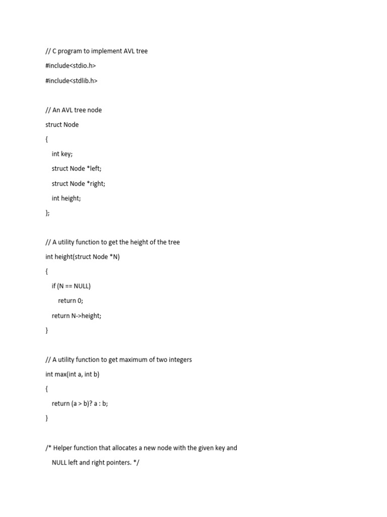 C Program To Implement Avl Tree Pdf Software Engineering Algorithms And Data Structures