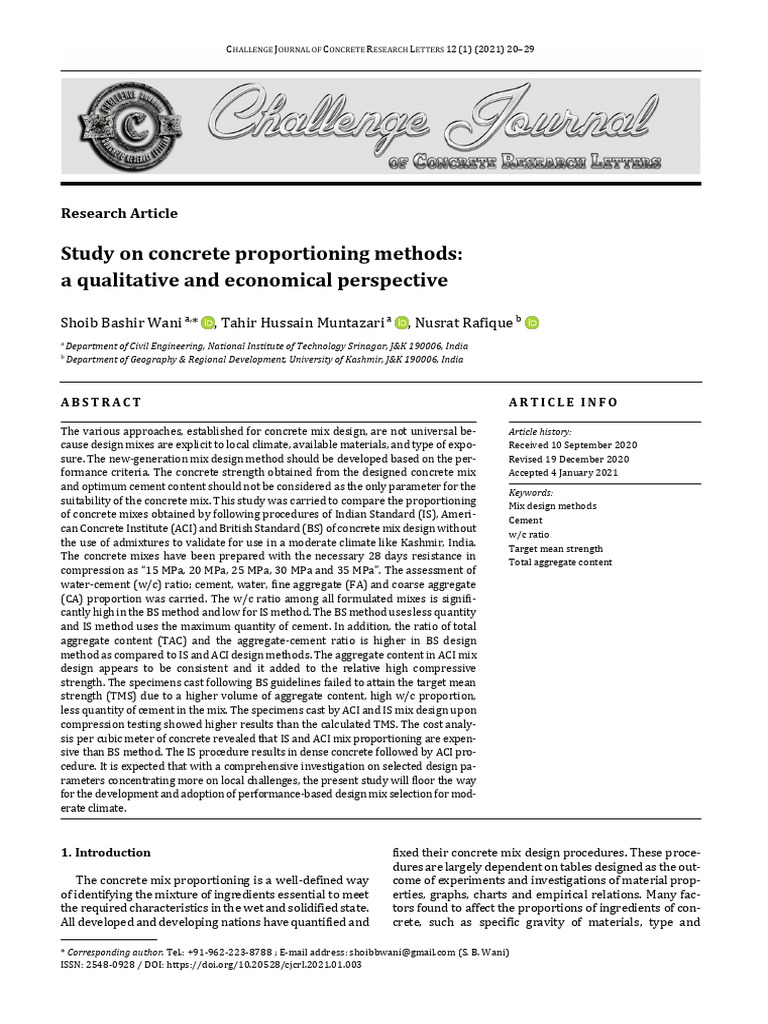 Study On Concrete Proportioning Methods | PDF | Concrete | Building ...
