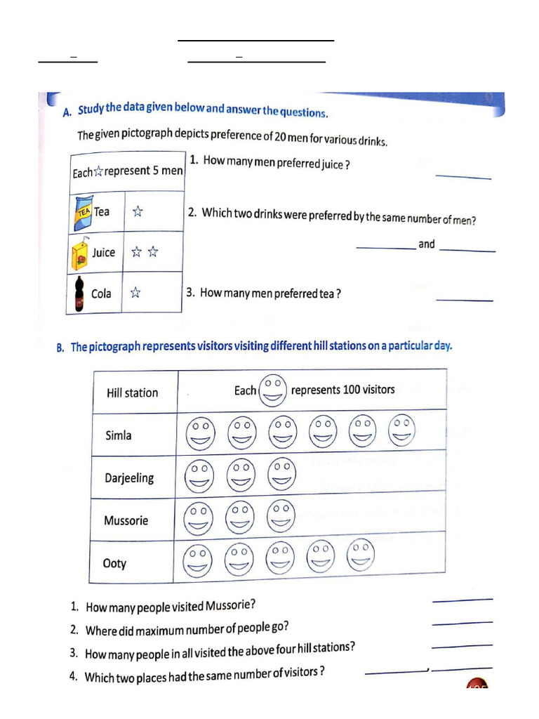 Data Handling Class 3 Worksheet 3 | PDF