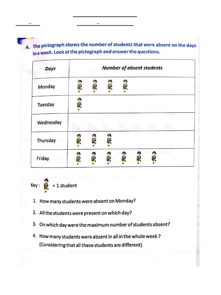 Data Handling Class 4 Worksheet 4 | PDF