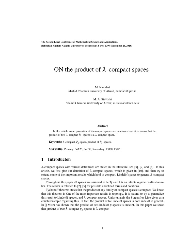 Properties of λ-Compact Spaces | PDF | Compact Space | General Topology