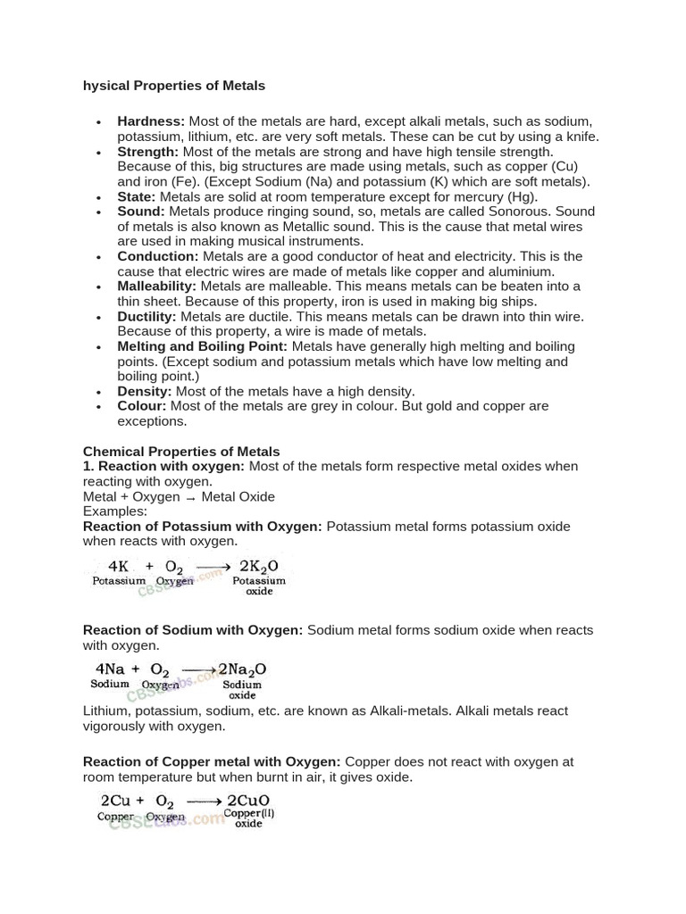 physical properties of metals | PDF | Ion | Sodium