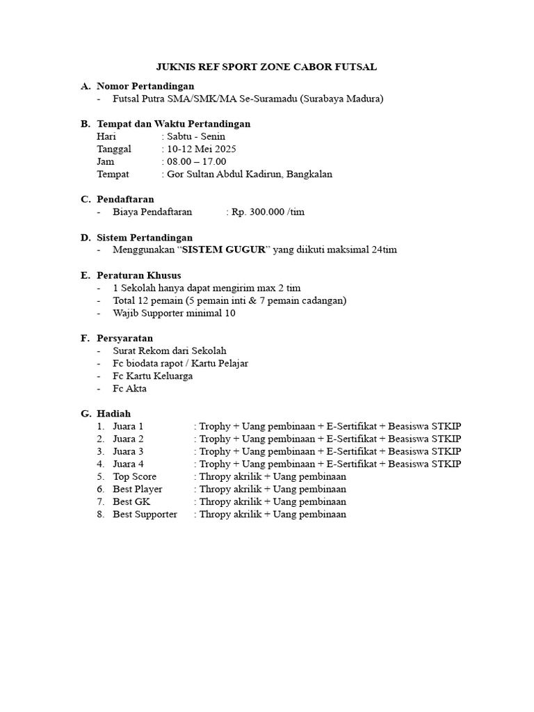 Juknis Ref Sport Zone Cabor Futsal | PDF