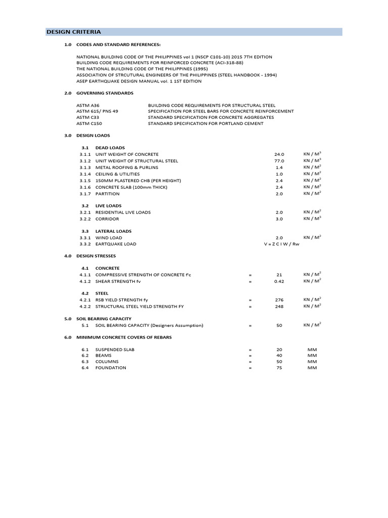 Philippine Structural Design Criteria | PDF | Concrete | Structural Steel